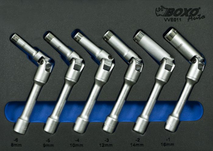 Socket set with spark plug socket store